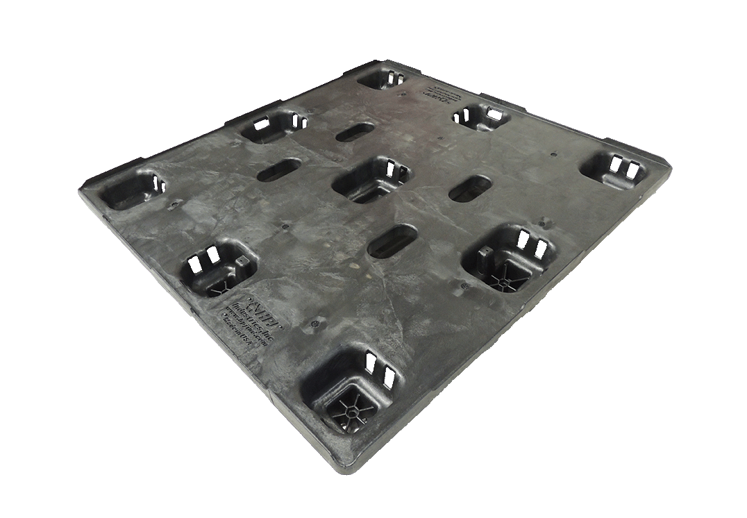 New 45" x 48" Black SMR Nestable 9 Leg Pallet - Bulk Container Direct